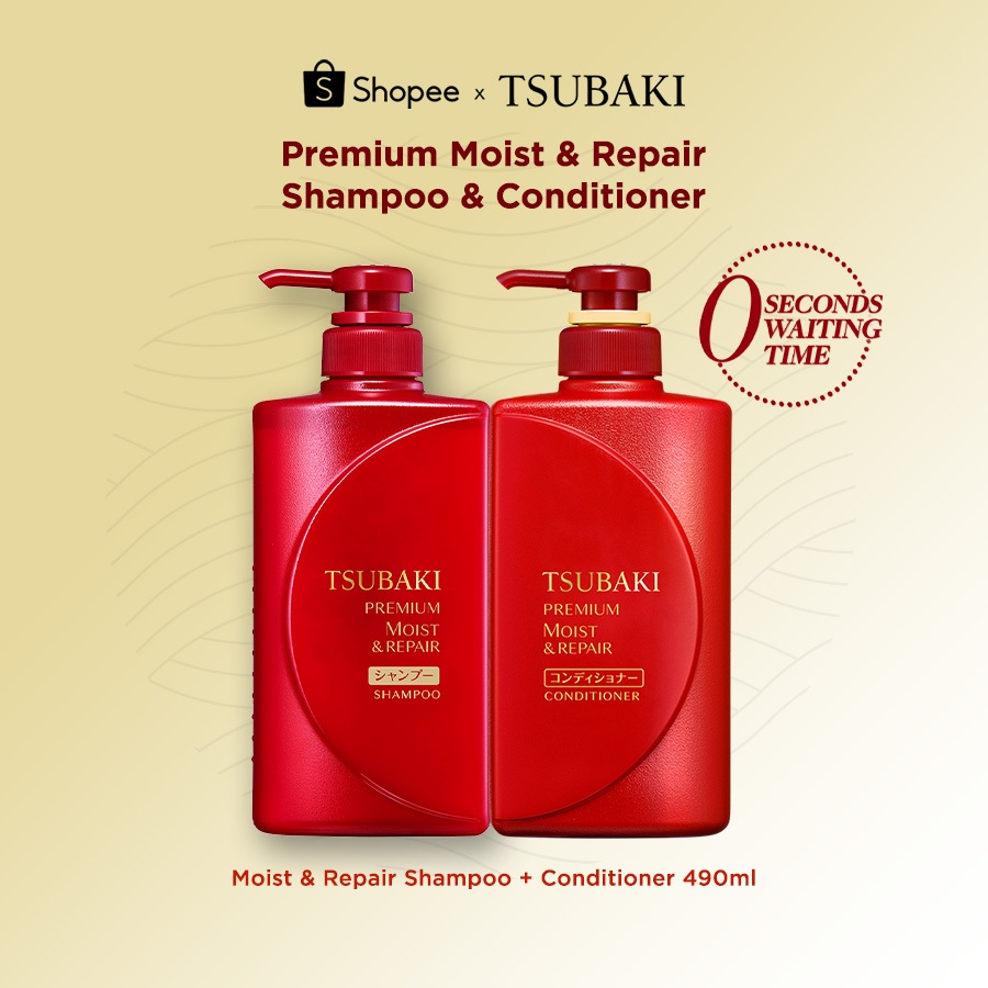 TSUBAKI Premium Moist & Repair Shampoo 490ml + Conditioner 490ml | Shopee Philippines