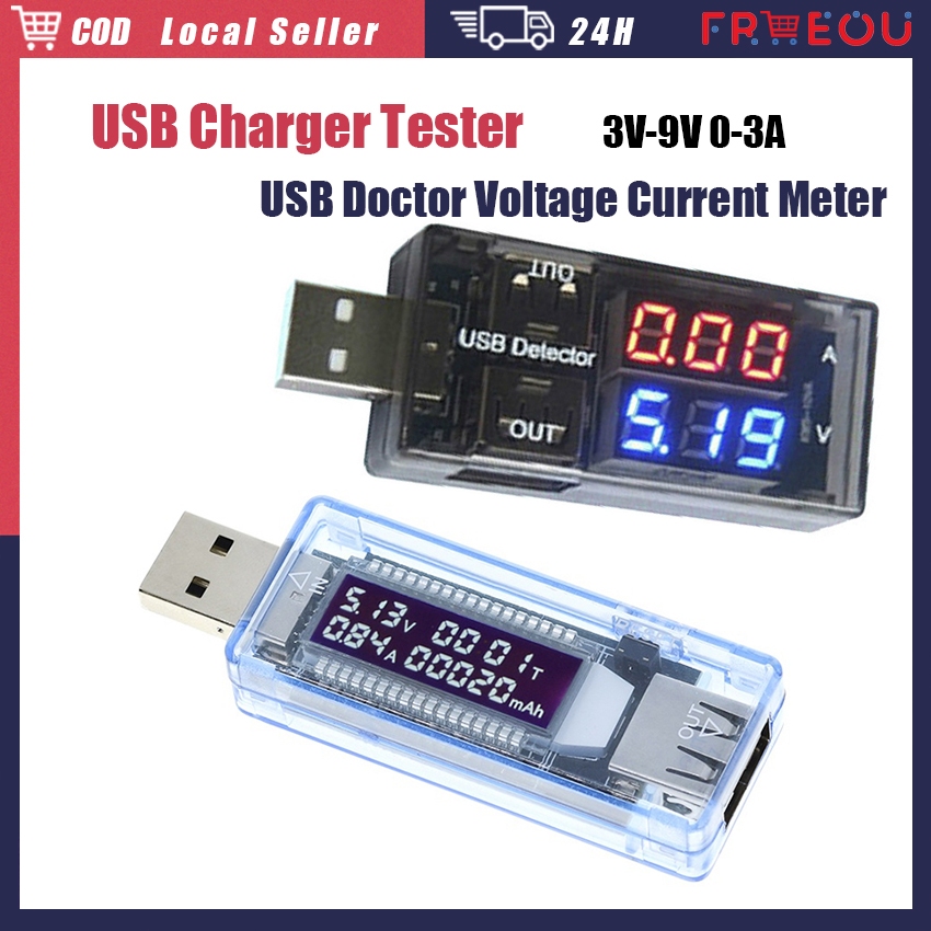 2 Types Double Table Display USB Current And Voltage Detector Tester ...