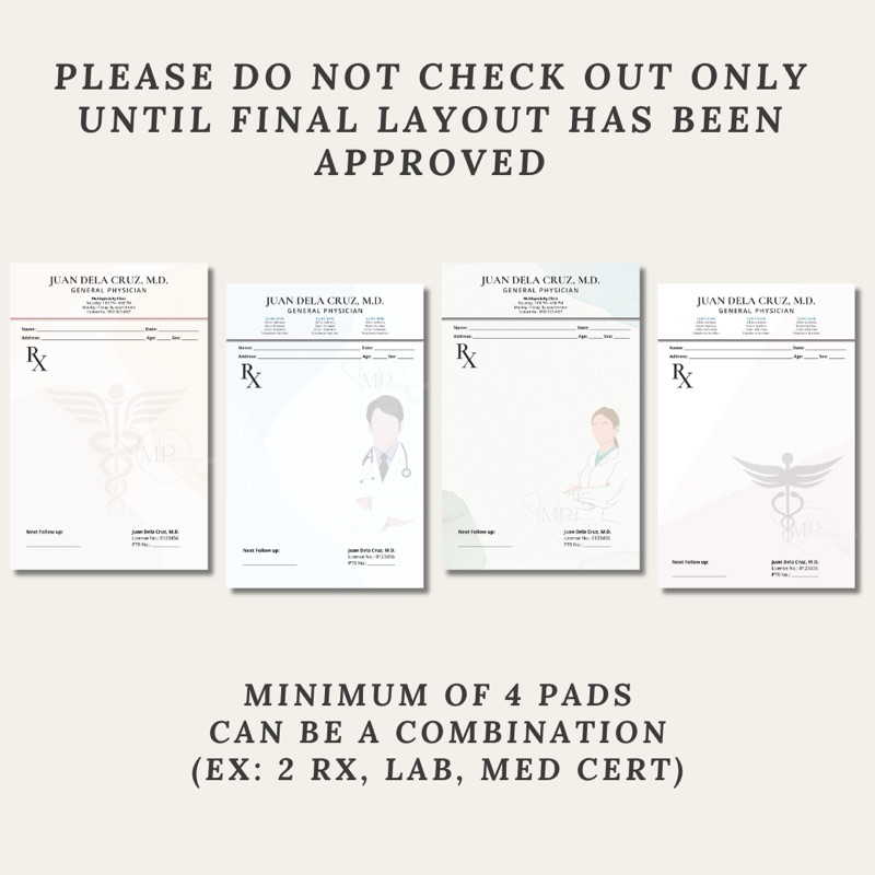 RX PAD CUSTOMIZABLE, PRESCRIPTION PAD, MED CERT, LAB REQ AESTHETIC ...