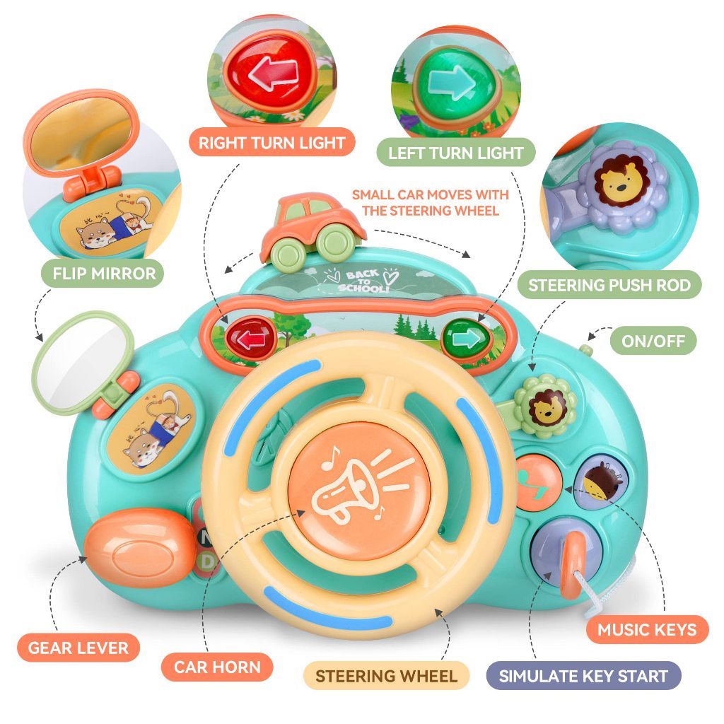 Toy Vehicles Steering Wheel Toy Multifunction Musical Baby Simulated ...