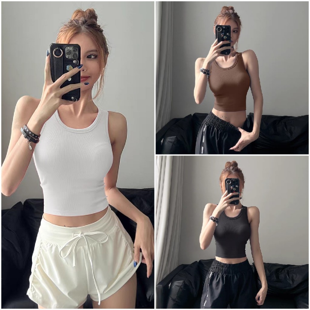 Racer Back For Women Sando Croptop Trendy Rib Tank Top Shopee Philippines