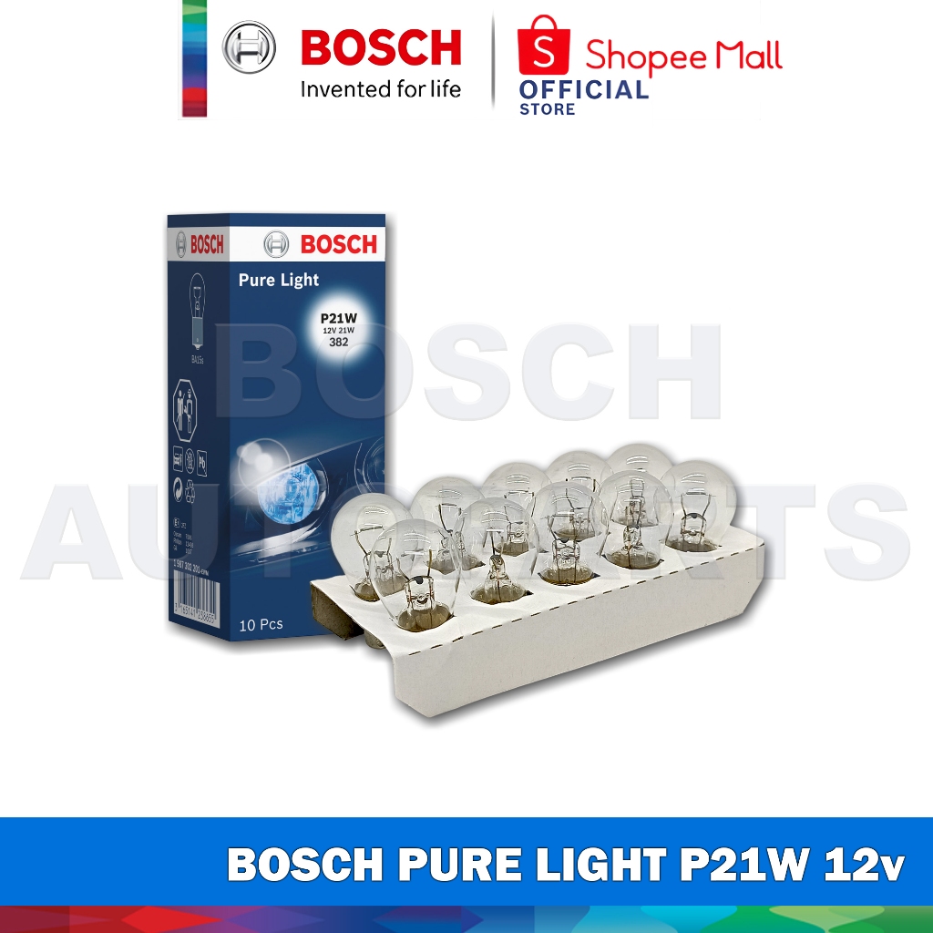 Bosch Pure Light P21W 12v, 21W Bulb Bundle of 10pcs (BA15s) | Shopee Philippines