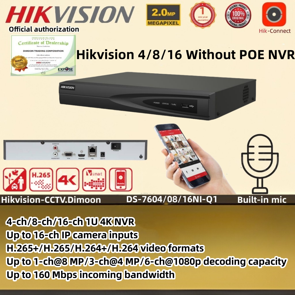 Hikvision 4CH 8CH 16CH 32CH CCTV NVR 4K IP camera NVR H.265+ video ...