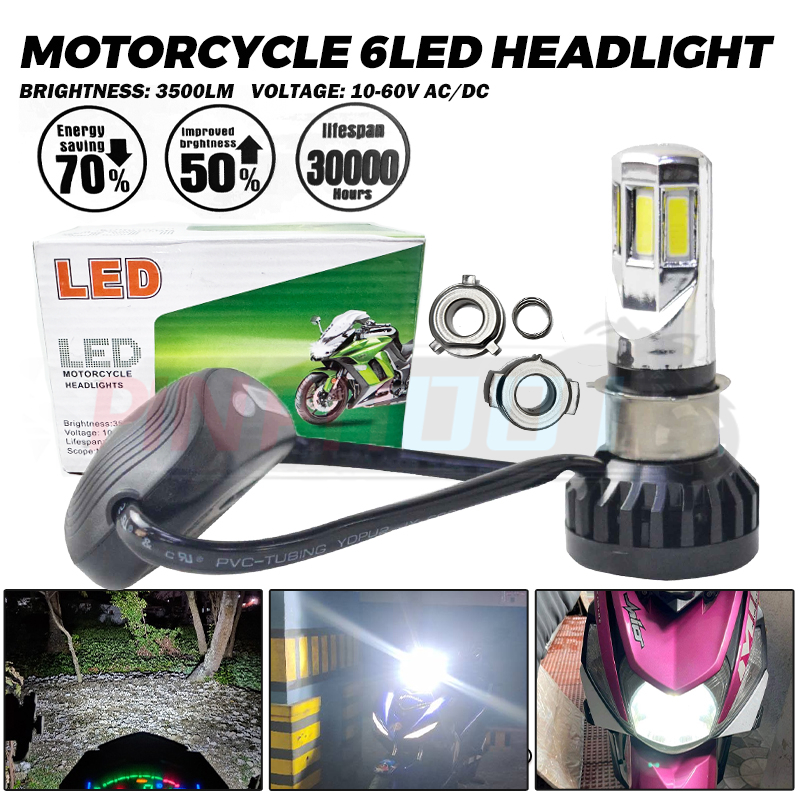 Motorcycle 6 LED Headlight 35W Universal White 3500LM | Shopee Philippines
