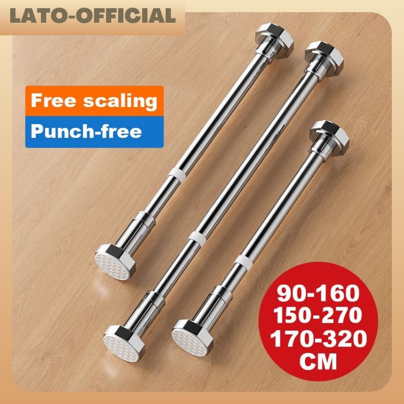 Clothes Rod Stainless Steel Telescopic Clothes Rail Punch-free ...