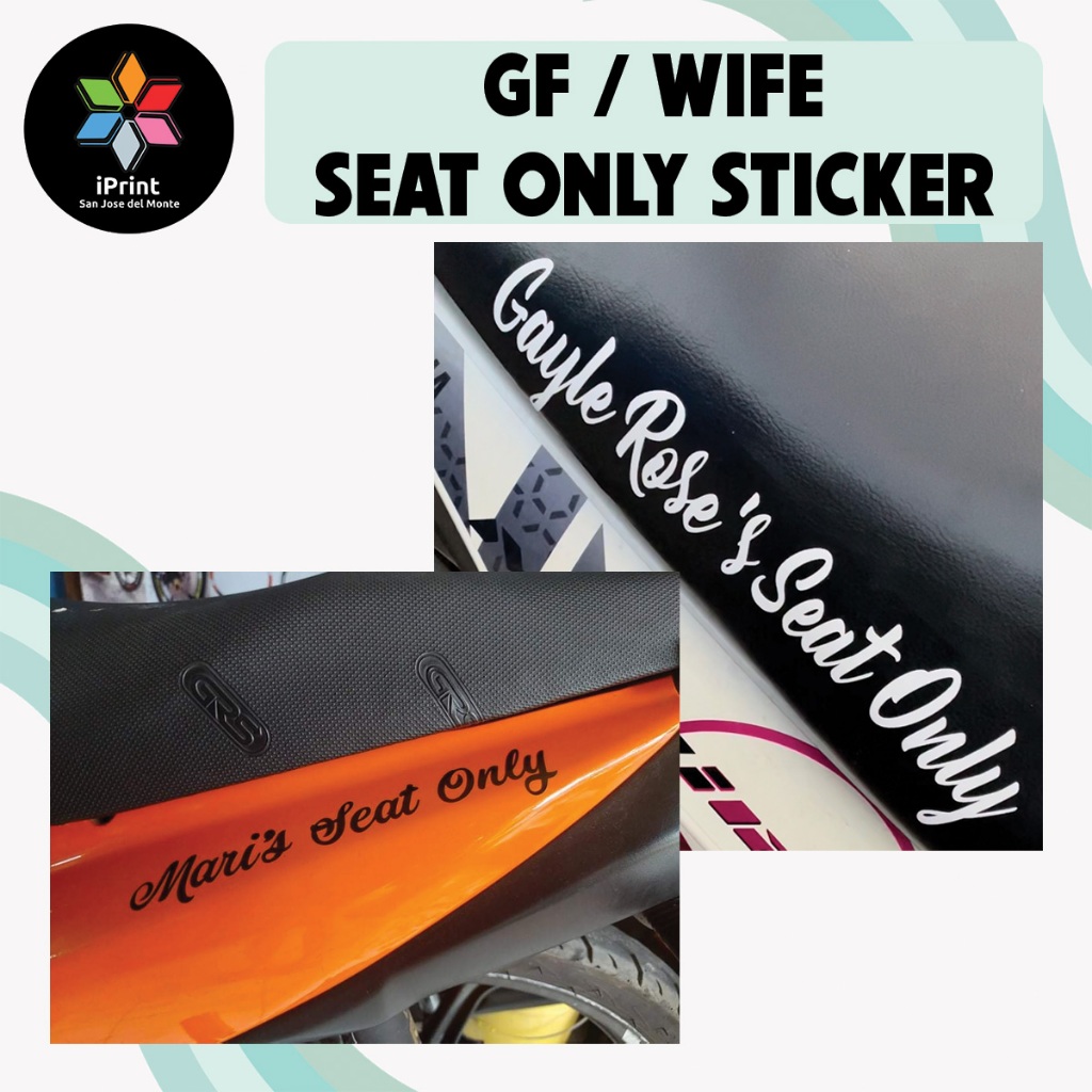 GF/Wife Seat Only Decal Name Glossy Stickers For Car and Motorcycle ...
