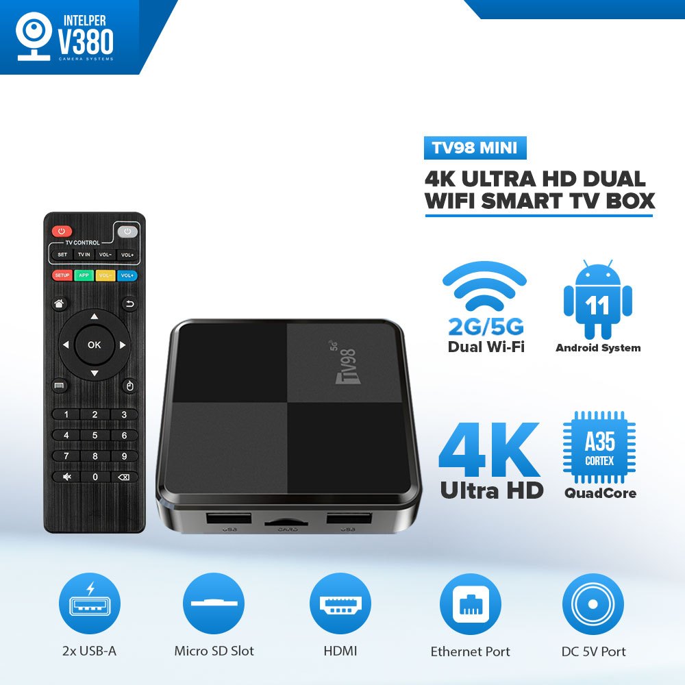 Intelper TV98 Mini Smart TV Box 2.4G / 5G Dual WiFi 1+8GB Android 11 Amlogic S905W2 Set Top Box ...