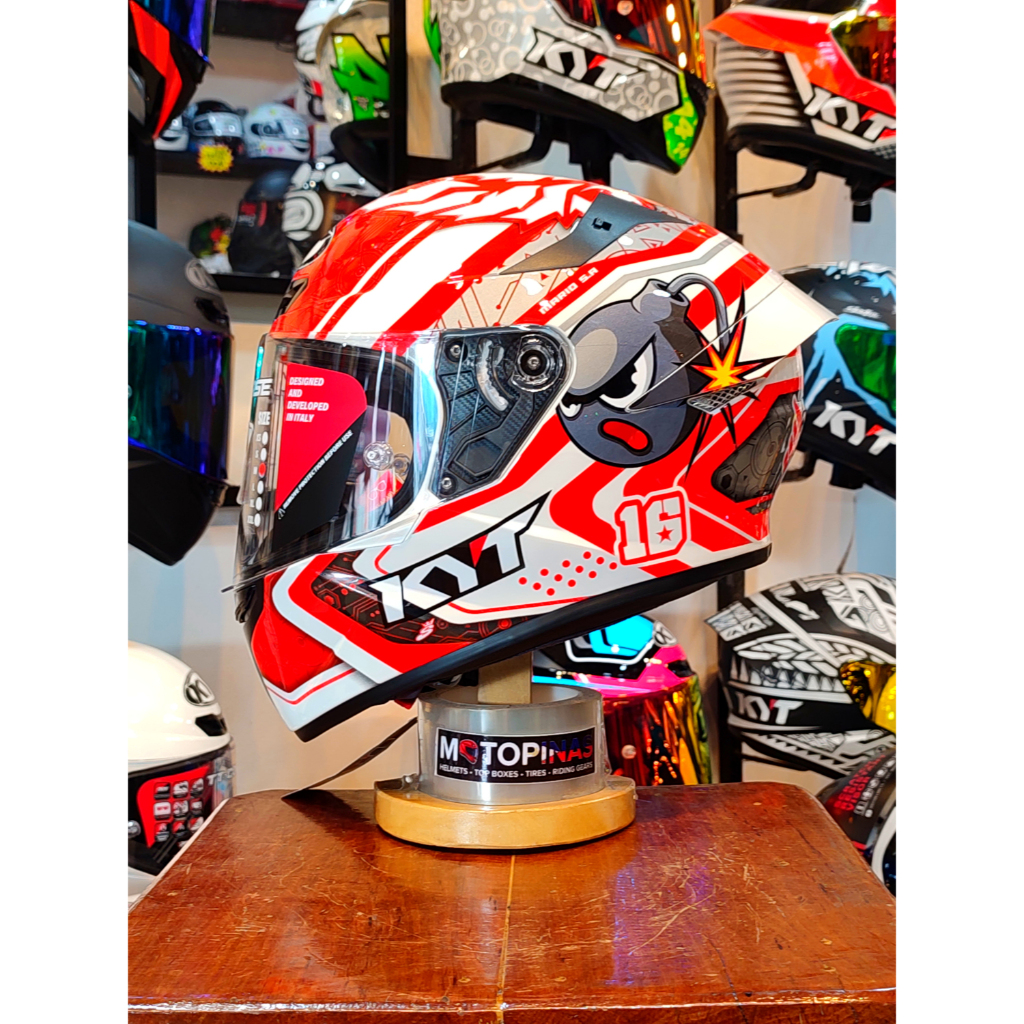 KYT TT-Course Super Mario Fullface Helmet Single Visor and Iridium Lens ...