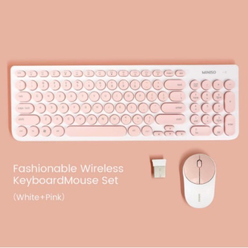 Miniso Wireless Keyboard Mouse Set Pink and Wireless Mouse Keyboard Set White/Pink | Shopee ...