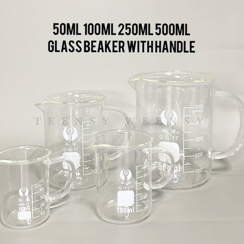 50ml / 100ml / 250ml / 500ml Glass Beaker with Handle borosilicate glass beaker | Shopee Philippines