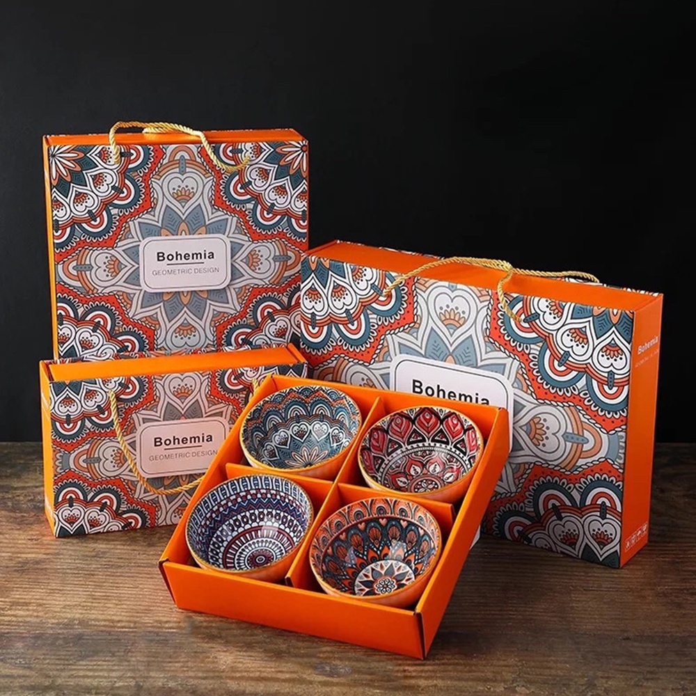Best gift,4PCS SET-Bohemian Ceramic Handicraft Bowl Set Kitchen ...