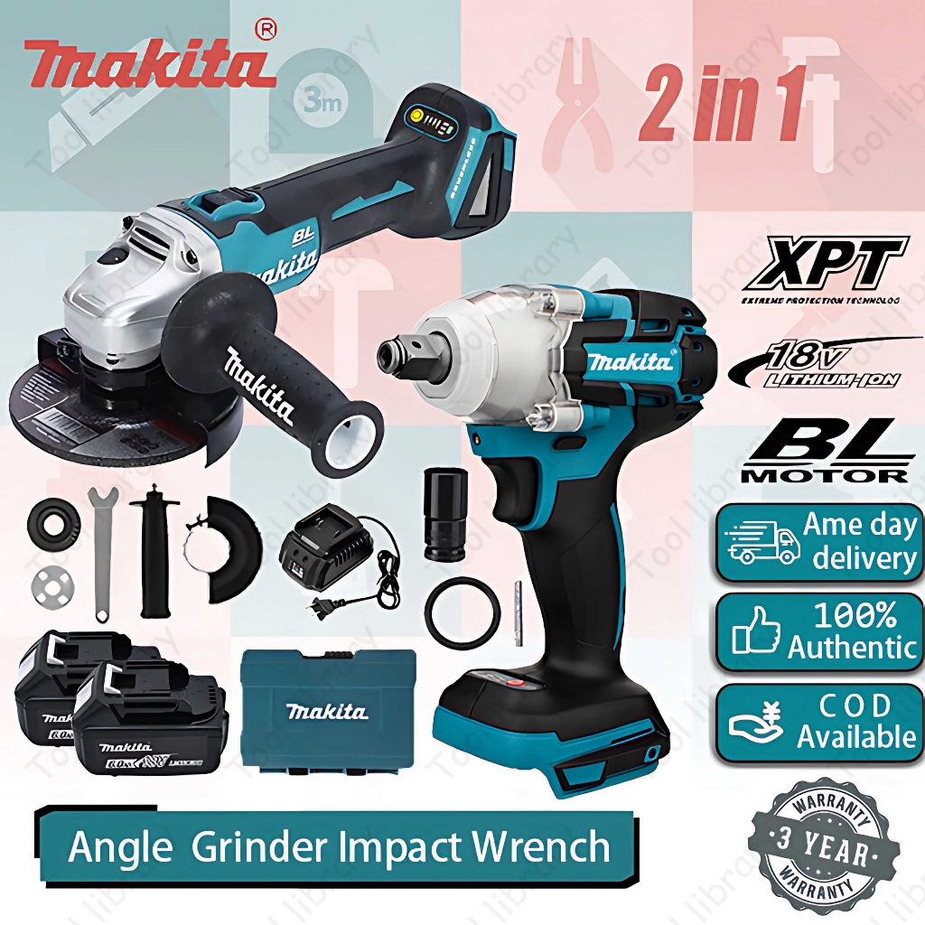 Makita 2-in-1 Brushless Cordless Angle Grinder Impact Wrench ...