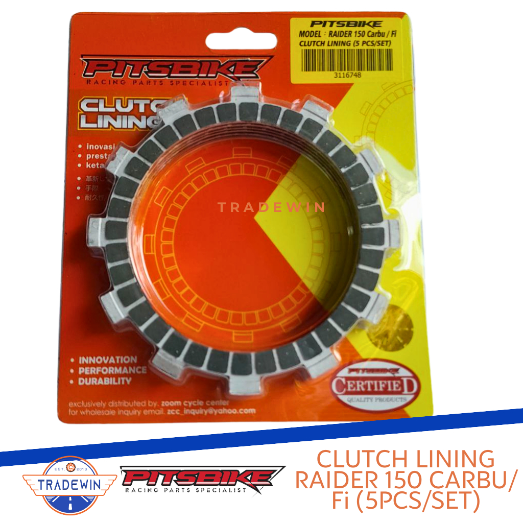 RAIDER 150 CARB./Fi CLUTCH LINING PITSBIKE (5PCS/SET) | Shopee Philippines
