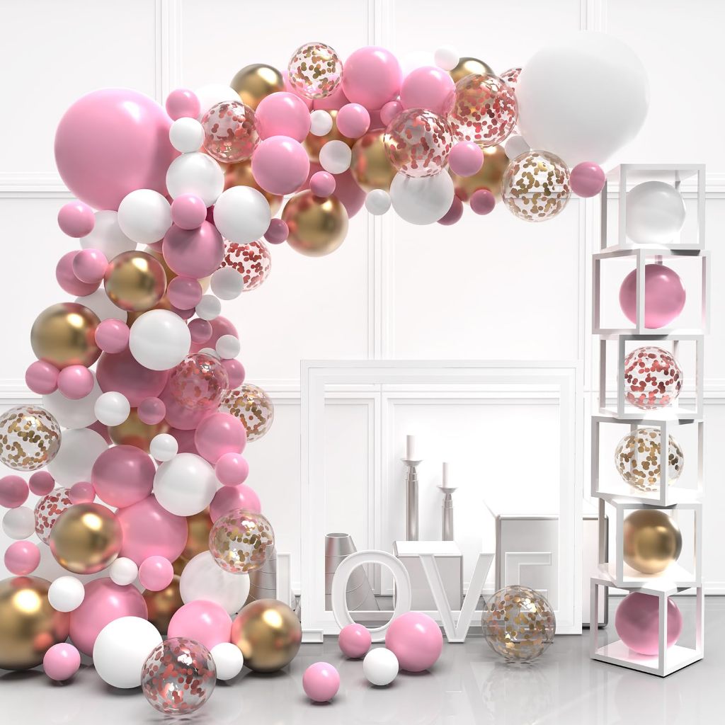 97pcs Pink Confetti Balloon Arch Wreath Set For Baby Shower Wedding ...