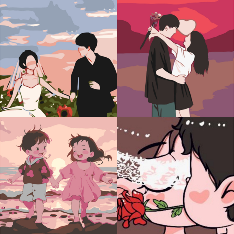 20*20 Couple lovers Framed Digital Painting Pagpipinta DIY Canvas ...