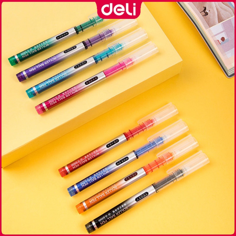 Deli 8 PCS/Box Straight Liquid Gel Pen 0.5mm Roller Ballpoint Pens for ...