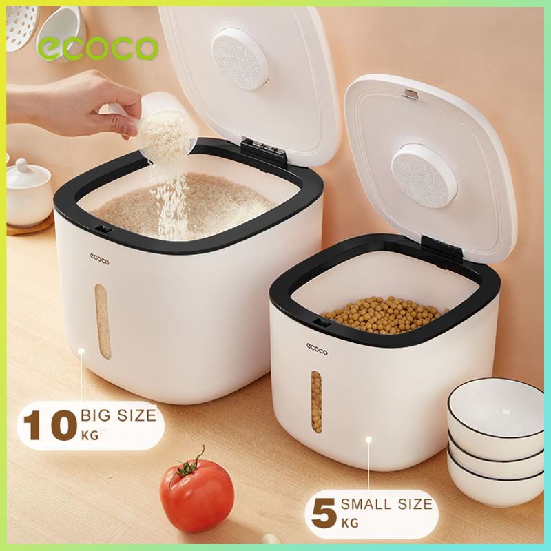 Ecoco Rice Storage Box 5KG 10KG Sealed Rice Dispenser with Measuring ...