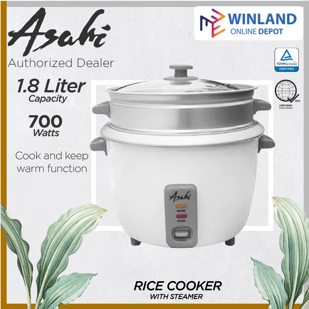 Asahi by Winland 1.8L 10 cups Rice Cooker Glass cover with streamer RC ...