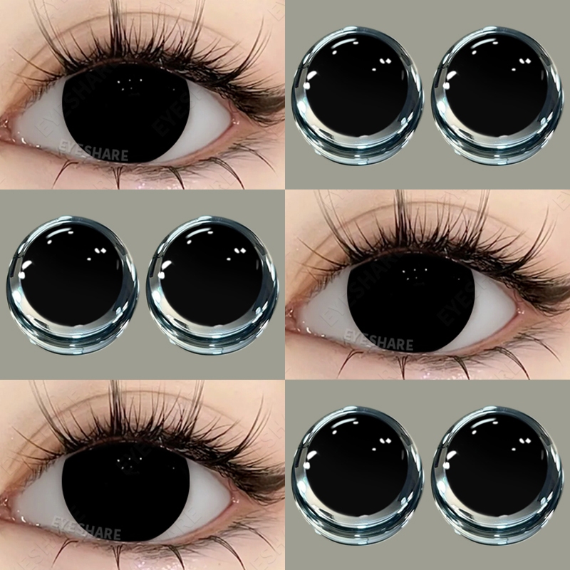 {COD}-Eyeshare Cosplay Black Contact Lens 1Pair 14.5mm Halloween Blind ...