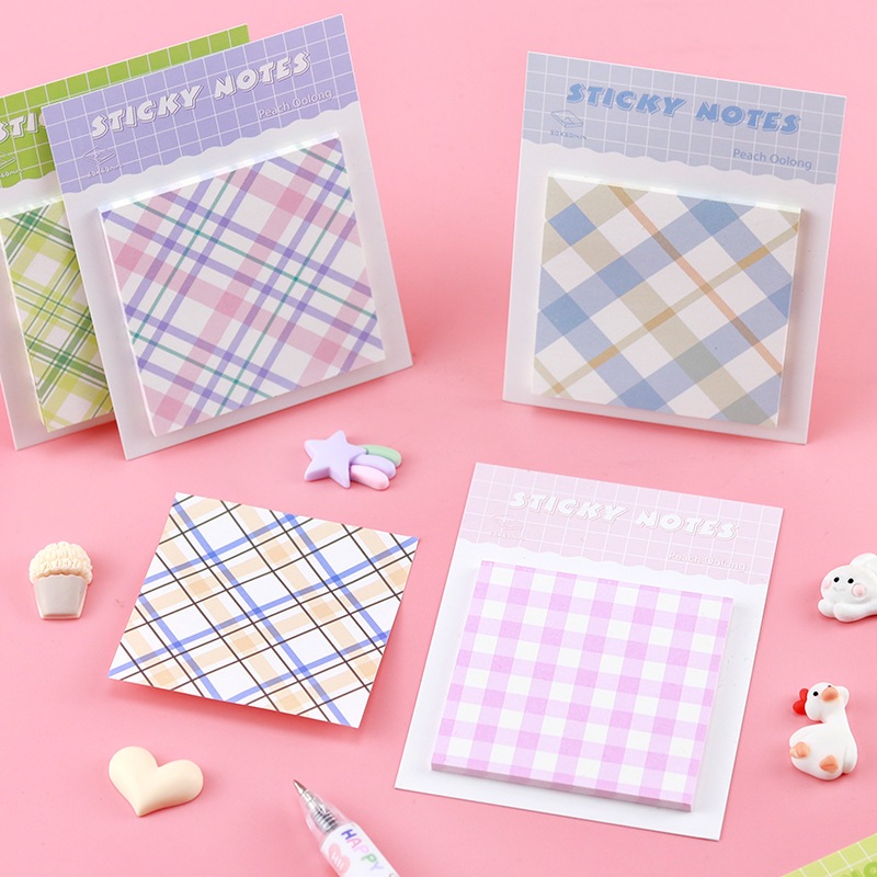 Checkered Post-it Notes Portable sticky notes Simple style plaid sticky ...
