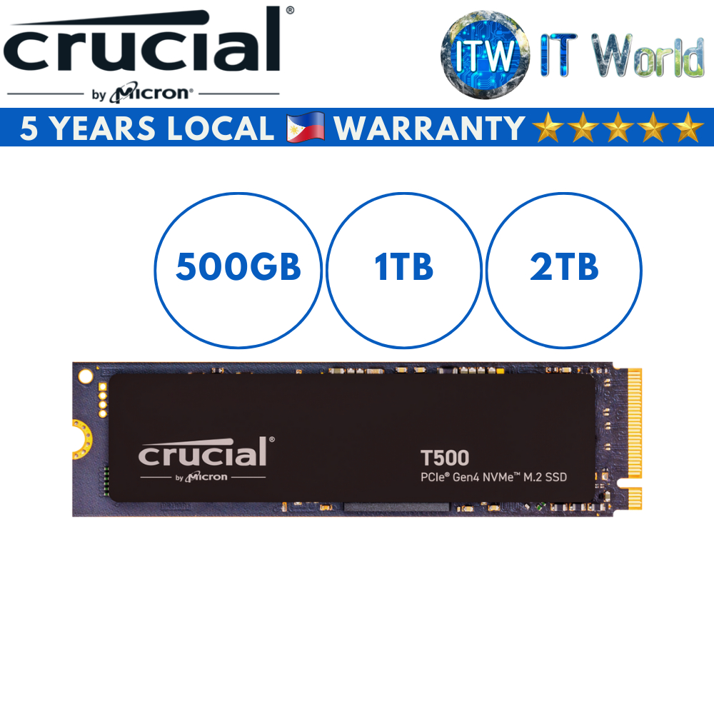 Itw | Crucial T500 Pro PCIe Gen4 NVMe M.2 Internal SSD (500GB | 1TB | 2TB) | Shopee Philippines
