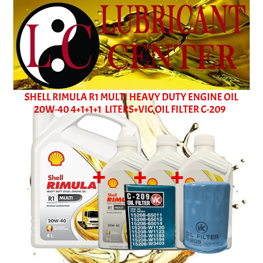 SHELL RIMULA R1 MULTI HEAVY DUTY ENGINE OIL 20W-40 7 LITERS+VIC OIL ...