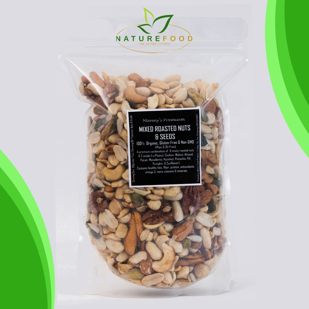 Mix of 8 Roasted Nuts and 2 Seeds (Organic, Oil-free, Unsalted, Newly ...