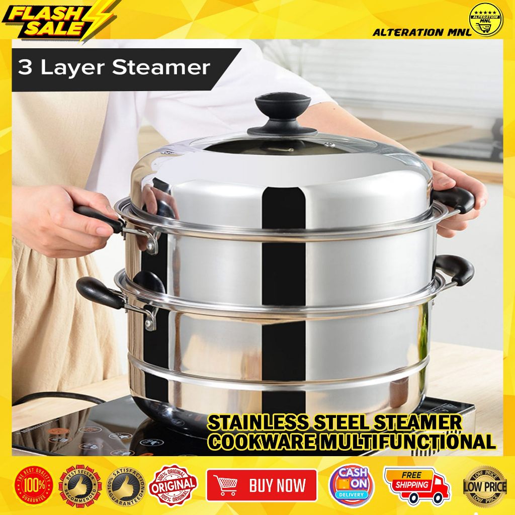 3 LAYERS STEAMER FOR PUTO 3 LAYER SIOMAI STEAMER STAINLESS STEEL ...