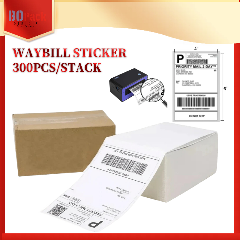 300pcs/stack A6 waybill sticker Thermal Adhesive Sticker Label Paper ...