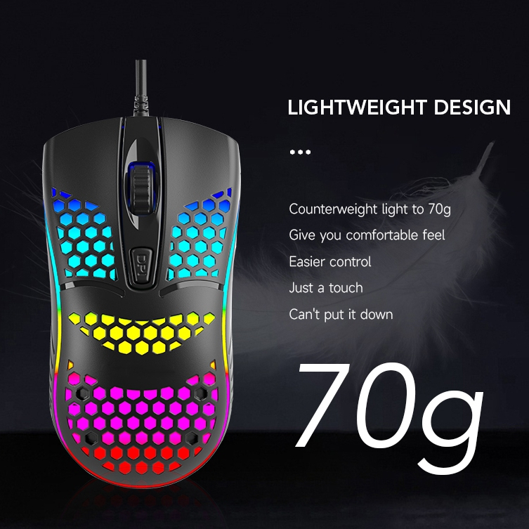 Cable Game 7 Breathing LED Backlit Optical Mouse USB Computer Hollow ...
