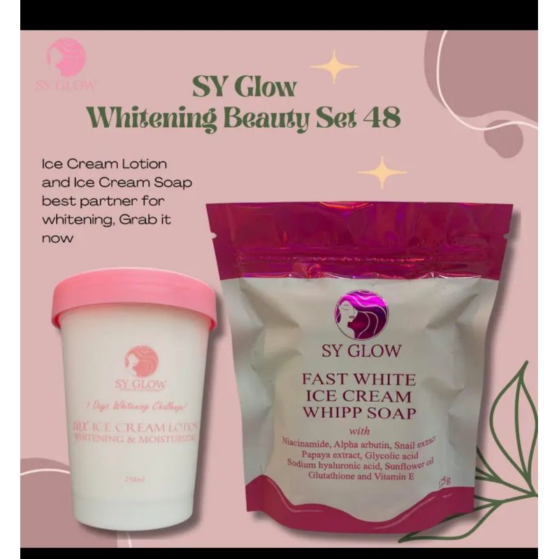 SY glow Ice cream body lotion with ice cream body soap spf85 | Shopee ...