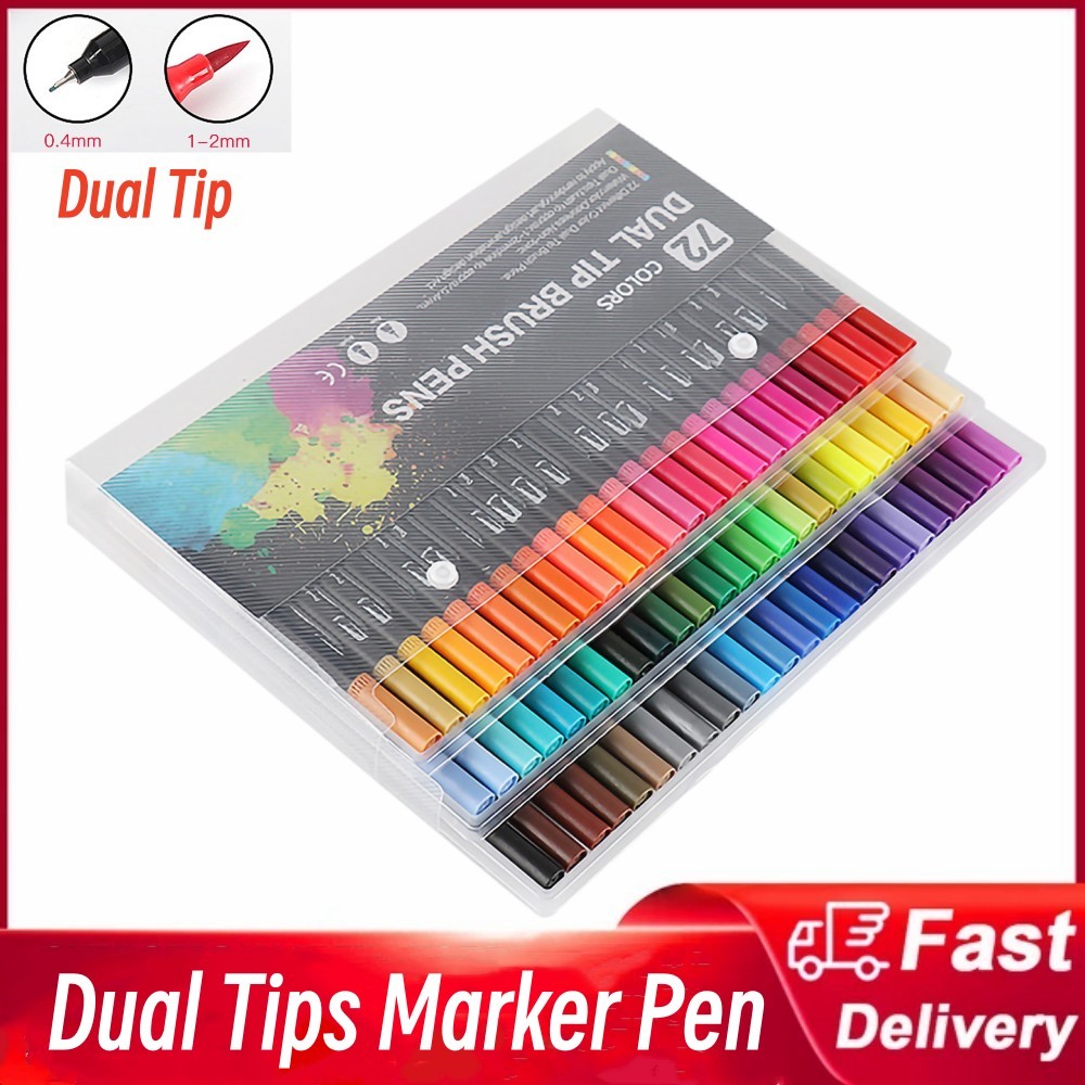 24/36/72 Color Marker Pen Dual Tip Art Marker Highlighter Pen Set ...