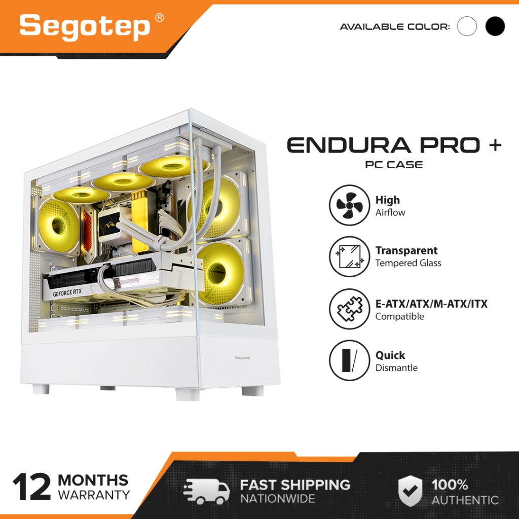 Segotep Endura Pro+ PC Case (E-ATX / ATX / M-ATX / ITX Supported) (Fans ...