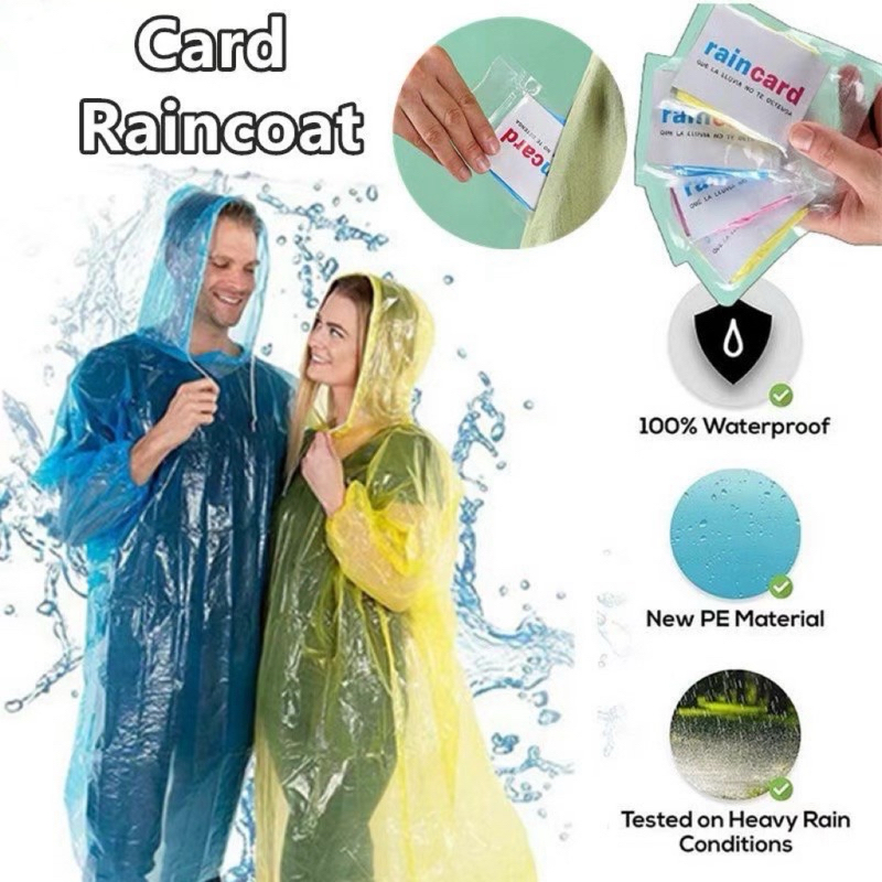 Card Raincoat Disposable Portable Raincoat Whole Body Rain Cover ...