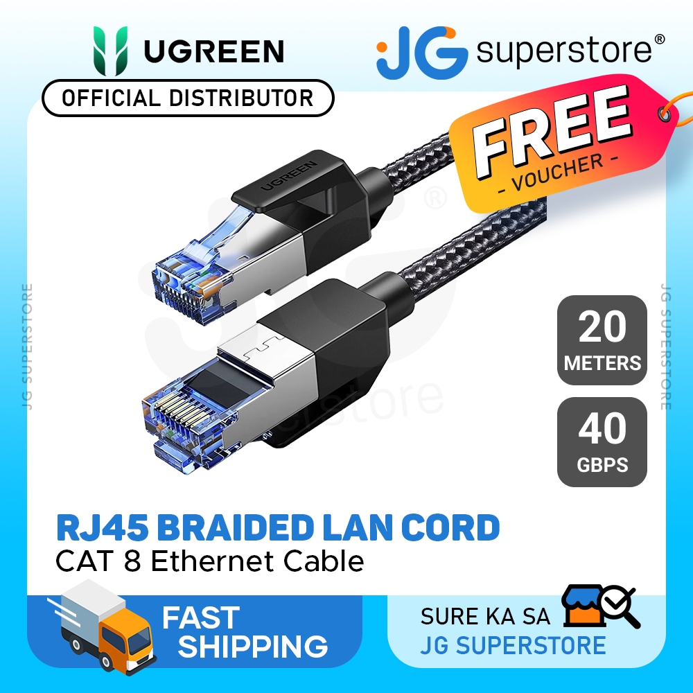 UGREEN 20 Meters CAT 8 Nylon Braided RJ45 LAN Ethernet Network Cable ...