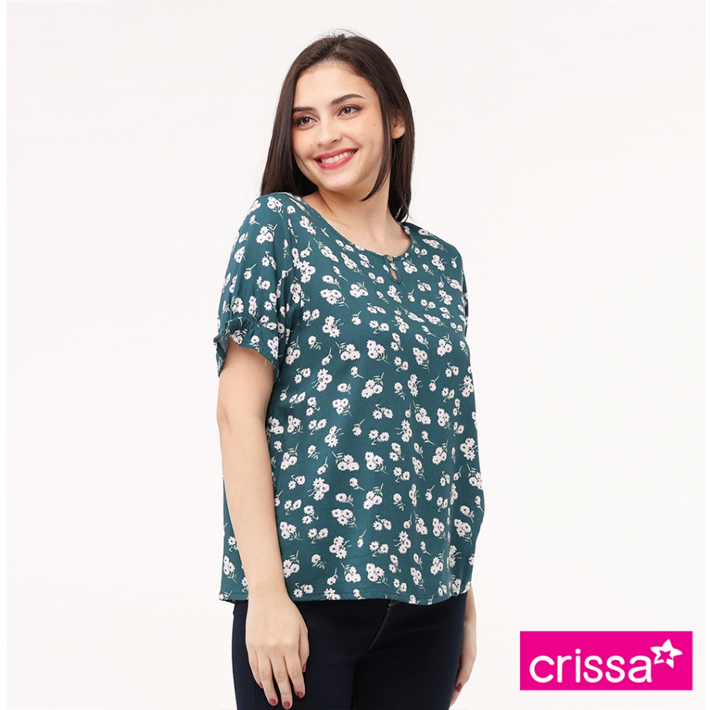 Crissa Printed Rayon Woven Short Sleeves Blouse CSFT18-0087 | Shopee ...