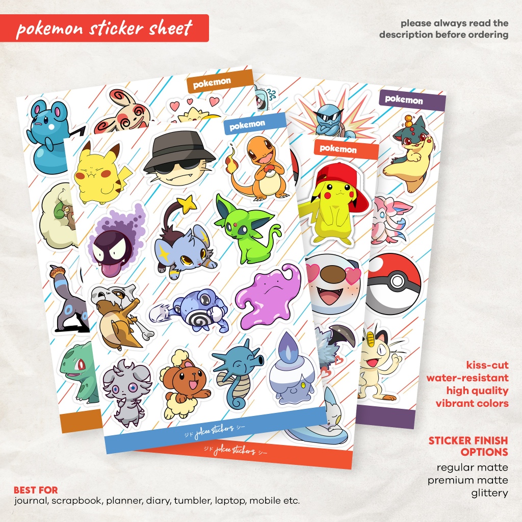 **STICKER SHEET** Pokemon Stickers Planner / Journal / Tumblr / Laptop ...