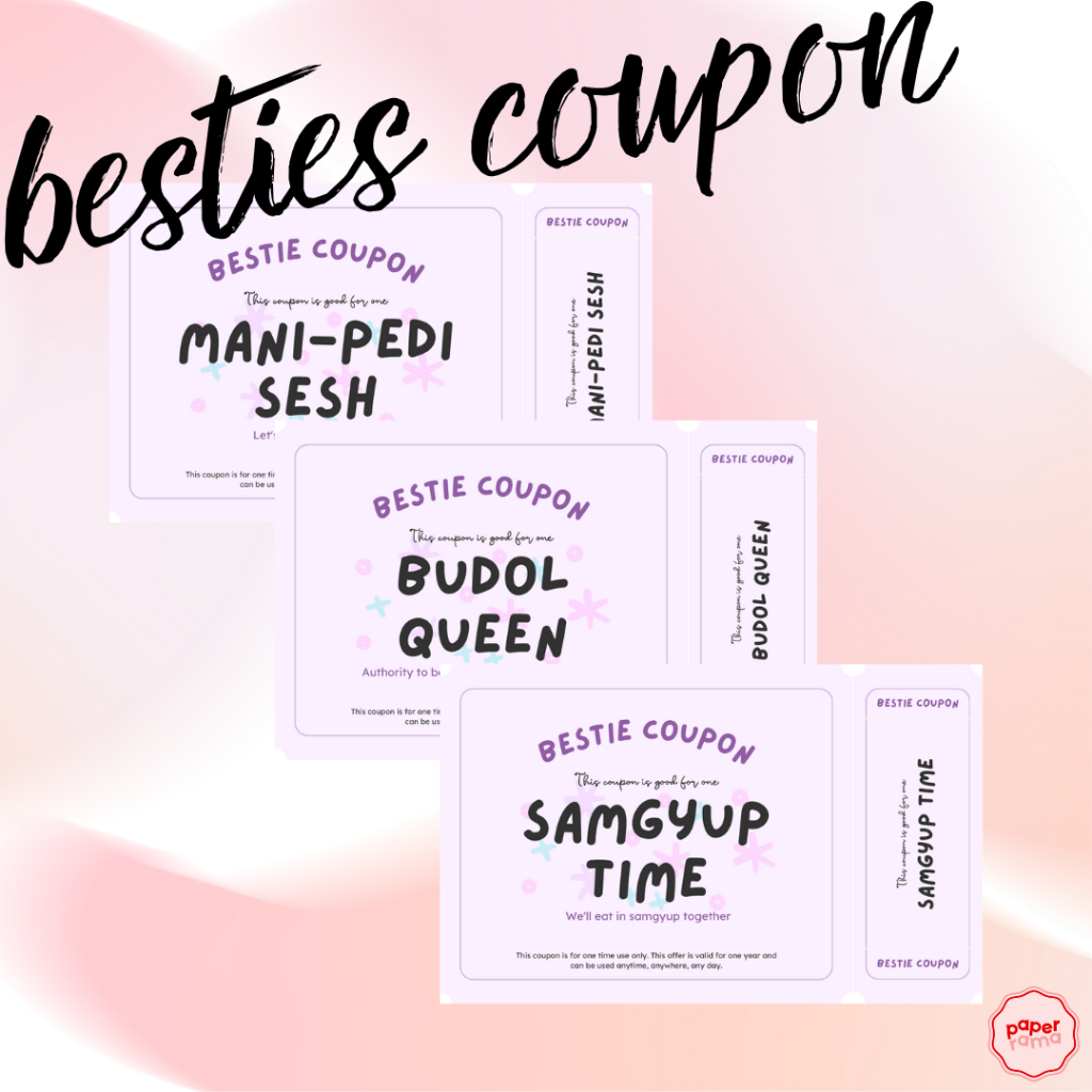 Bestie Coupon Booklet by Paper Rama (12 pcs coupons) | Shopee Philippines