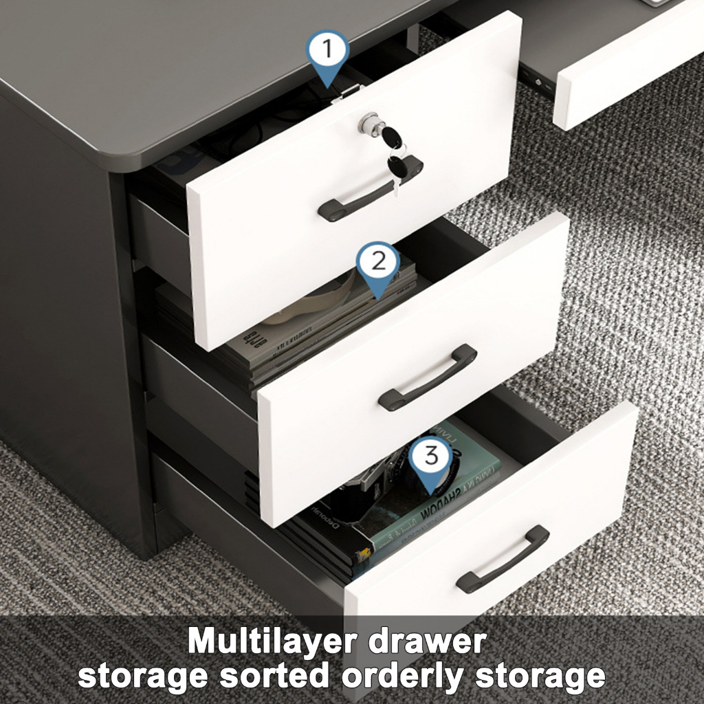 multifunction Computer Desk with 4 Drawers and Keyboard Tray office ...