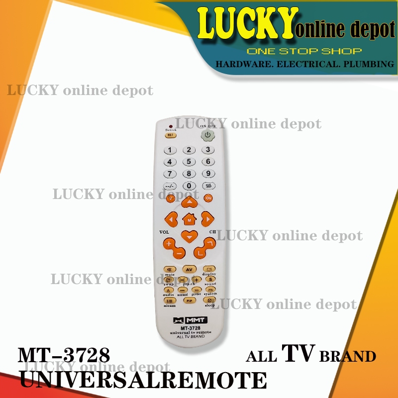 MT-3728 MMT UNIVERSAL REMOTE CONTROL ( WHITE W/ ORANGE ) | Shopee ...