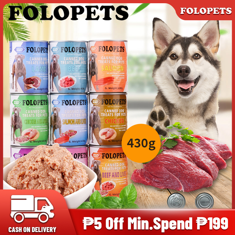 FOLOPETS Dog Food in Can 120g/430g Dog Can Multi-Flavored Dog Food Pure Natural Organic Dog Food ...