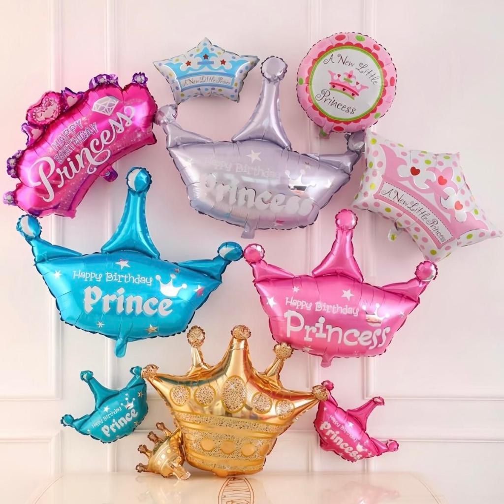 Large Crown foil balloon gold prince princess for kids birthday party ...