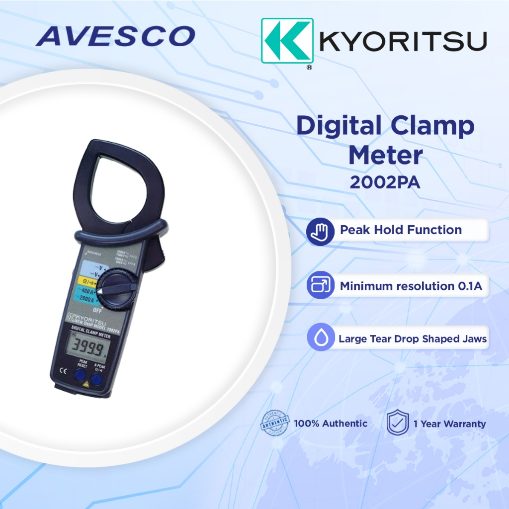 Kyoritsu 2000A AC Digital Clamp Meter | 2002PA | Peak hold function ...