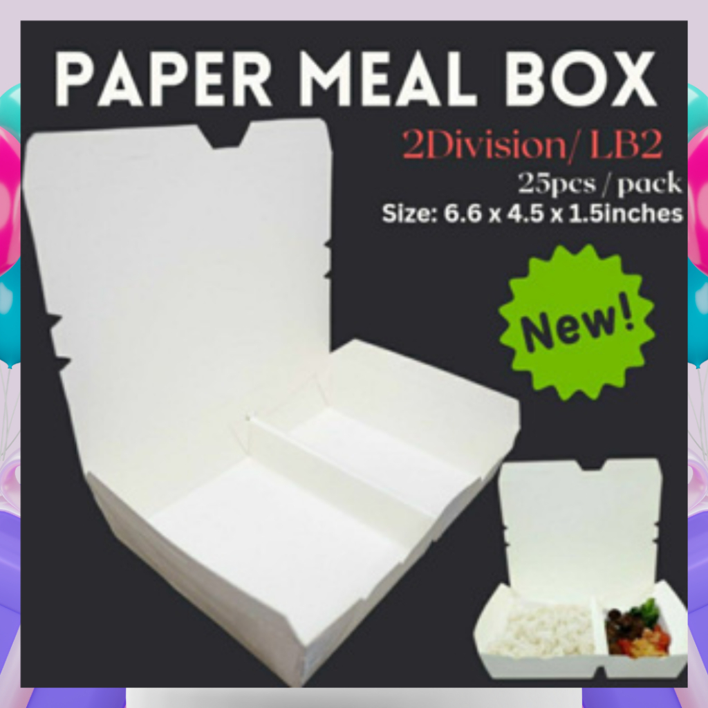 Lunch Box 2division LB2 Takeout Meal Box White 25pcs per pack | Shopee ...
