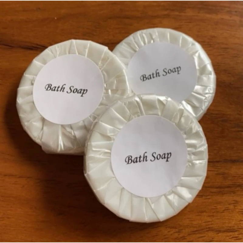 White Round Bath Soap in Pearlized Plastic Wrapper (100pcs per order ...
