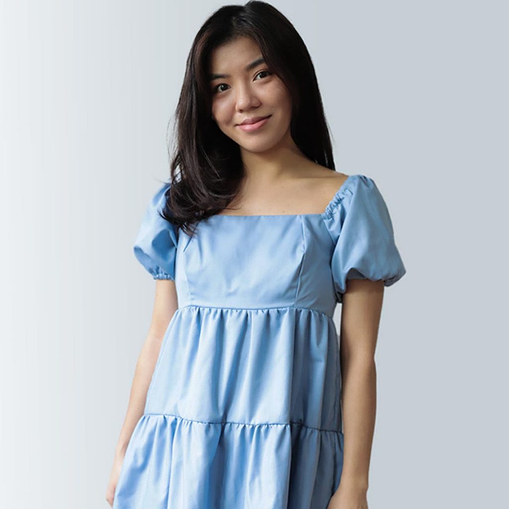 Hey Riley Bella Fashionable Chic Puff Sleeved Baby Doll Dress (Blue ...