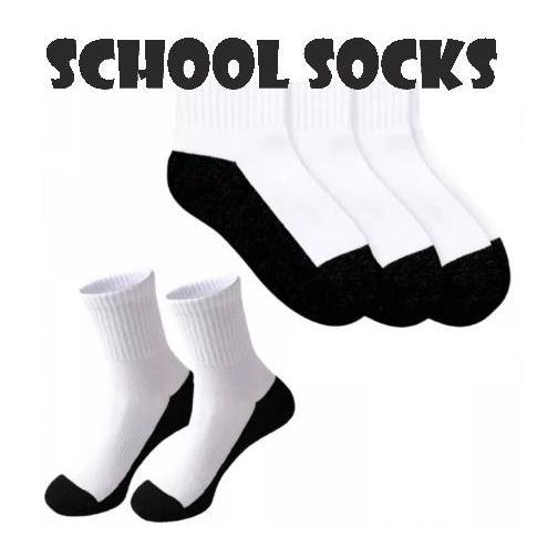 3PAIRS STUDENT SCHOOL SOCKS WHITE BASE BLACK & COLORED BOTTOM SOCKS ...