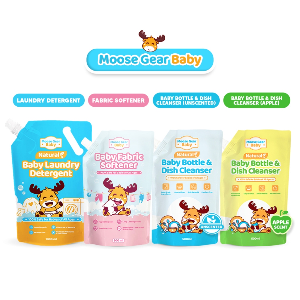 Moose Gear Baby Laundry Liquid Detergent 1000ml Fabric Softener Fabcon ...