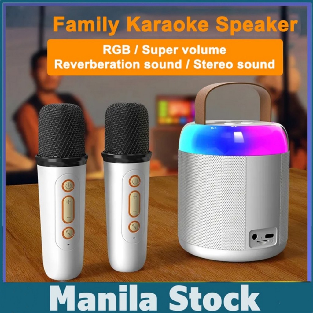 Mini Karaoke Speaker with Dual Mic RGB Colorful Wireless Bluetooth ...