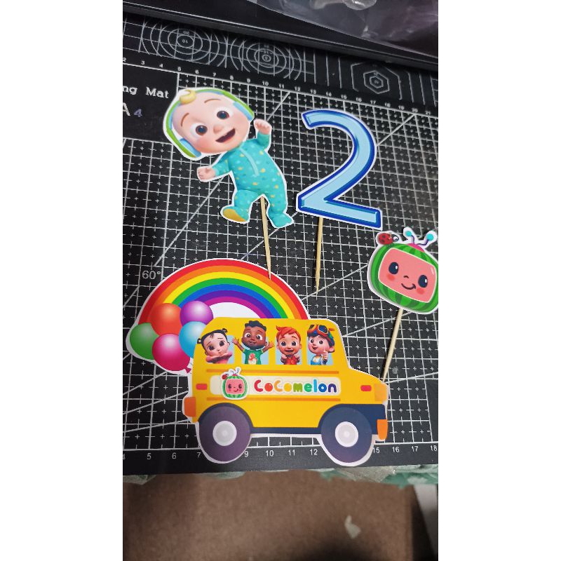customized photo Printed cake toppers jj cocomelon bus raindow themed ...